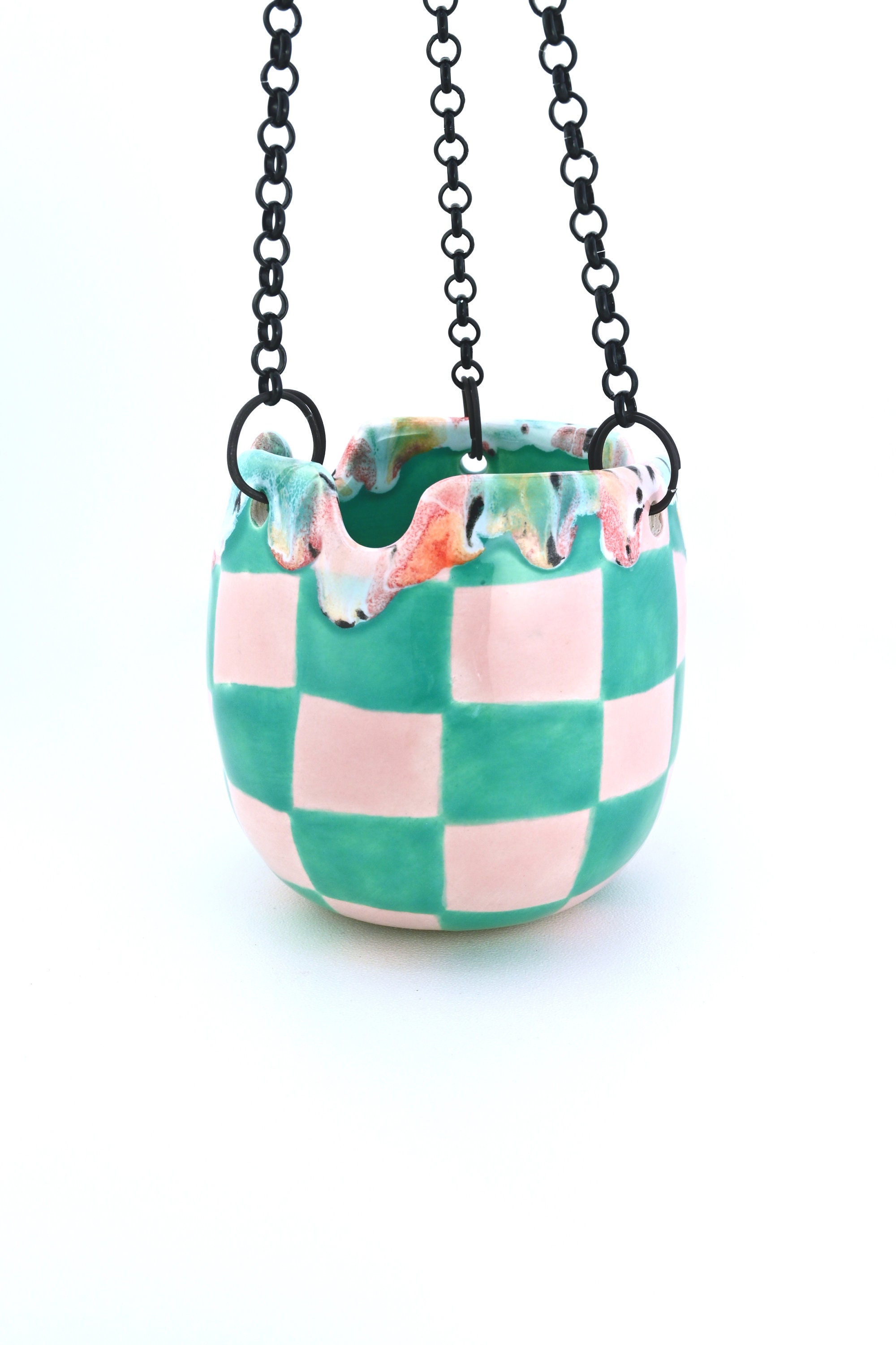 Cute Handmade Hand Painted Checkerboard Hanging Planter - Etsy