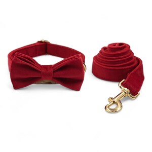 Personalized Scarlet Red Velvet Harness Collar Leash Bow Tie Poo Bag ...