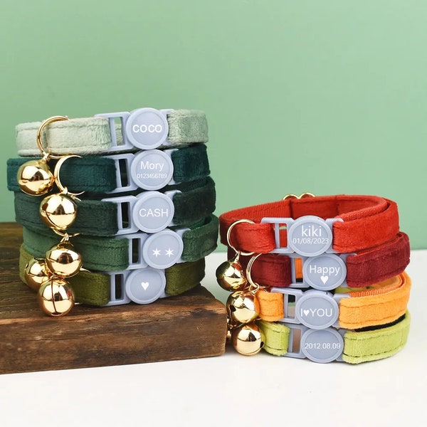 Cat Collar Velvet Personalized - Etsy