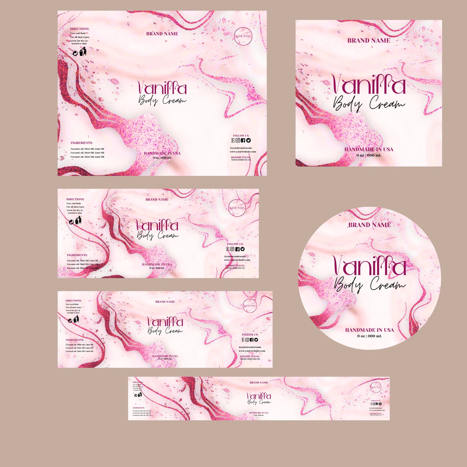 Editable Product Label Template | INSTANT DOWNLOAD | Beauty Product ...
