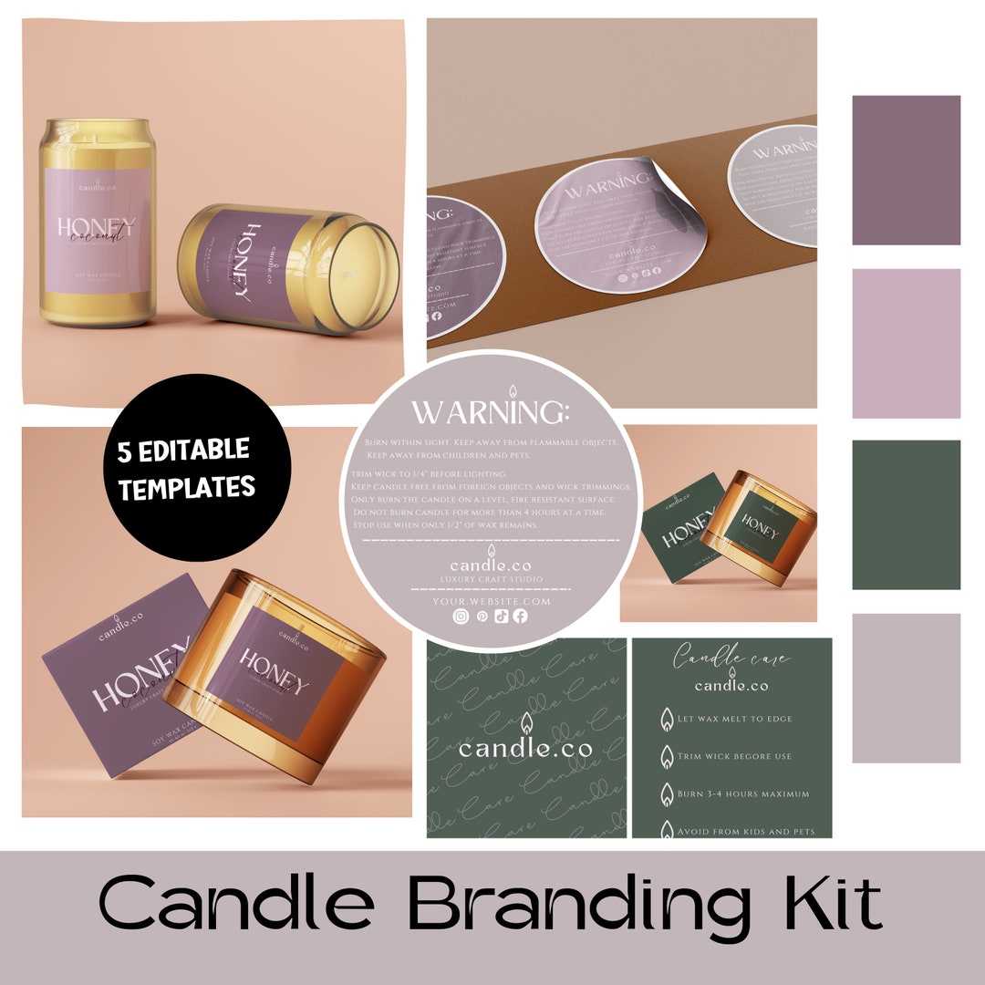 Editable Candle Business Bundle | Luxury Candle Label | Candle Care ...