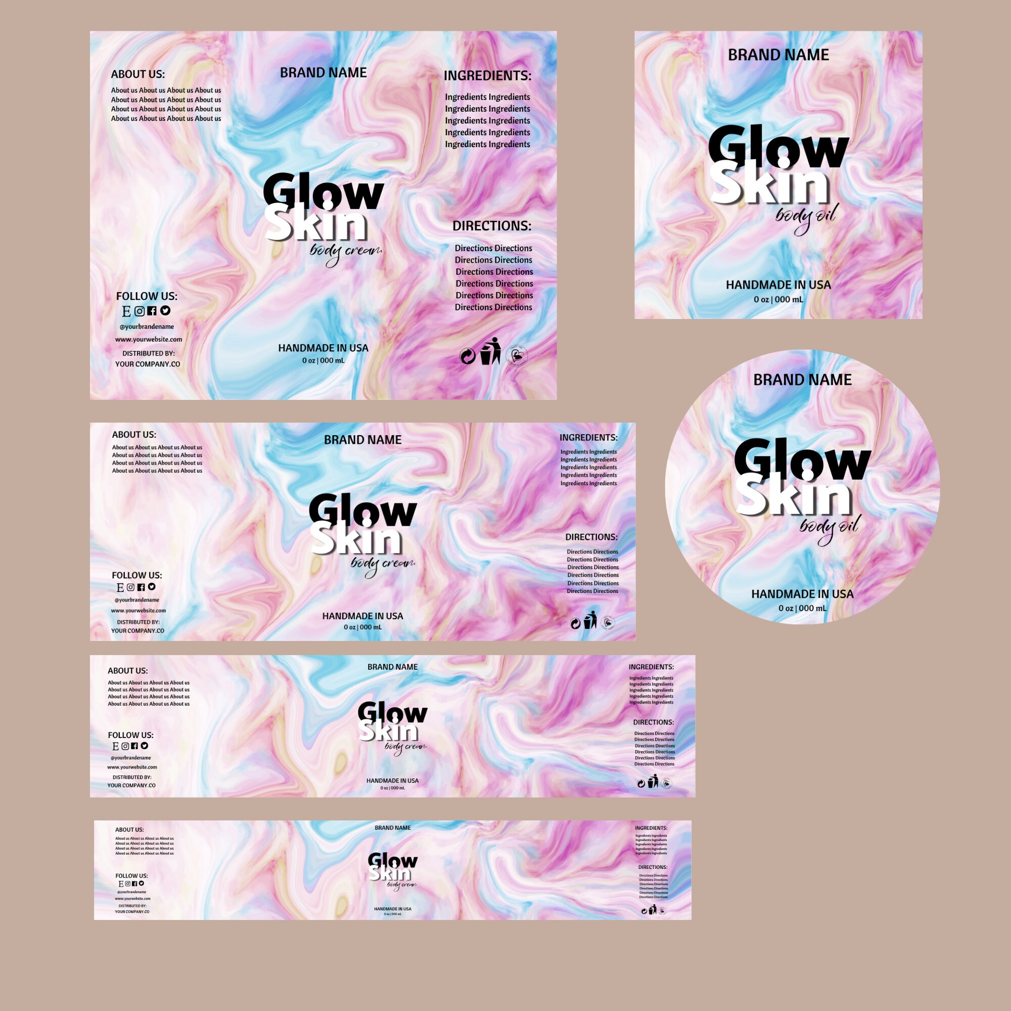 Custom Labels Skincare Template Custom Packaging Labels Cosmetic Bottle ...