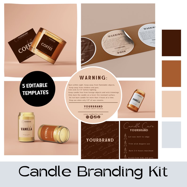 Editable Candle Business Bundle Luxury Candle Label Candle Care Card ...
