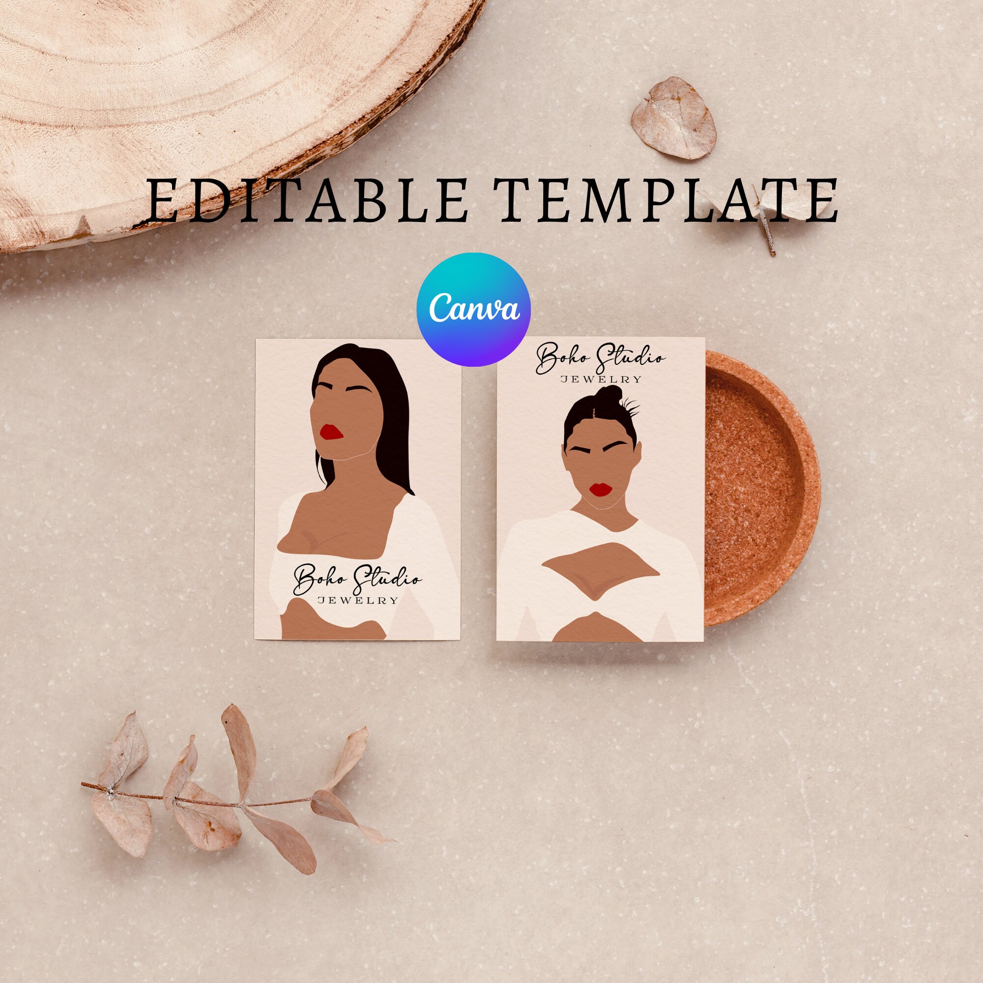 Editable Earring Display Card Template, Boho Earring Tag Template ...