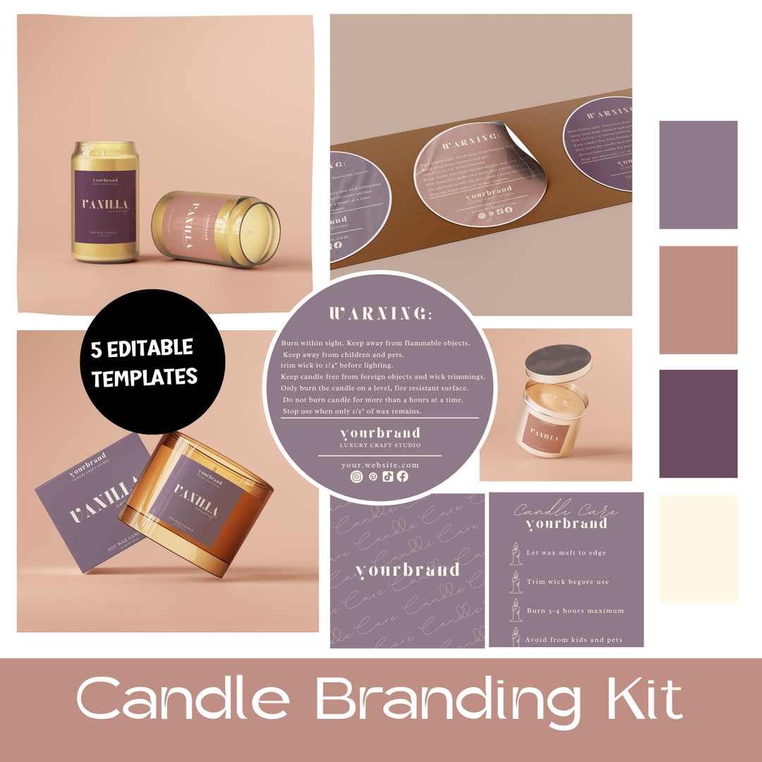Editable Candle Business Bundle Luxury Candle Label Candle Care Card ...