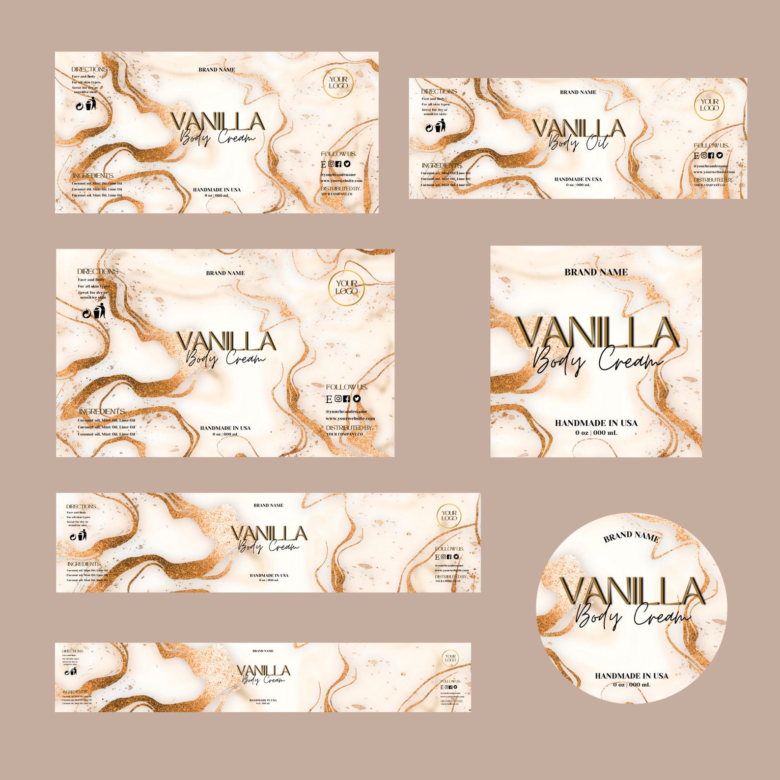 Product Labels Template Luxury Skincare Labels, Cosmetic Label Template ...