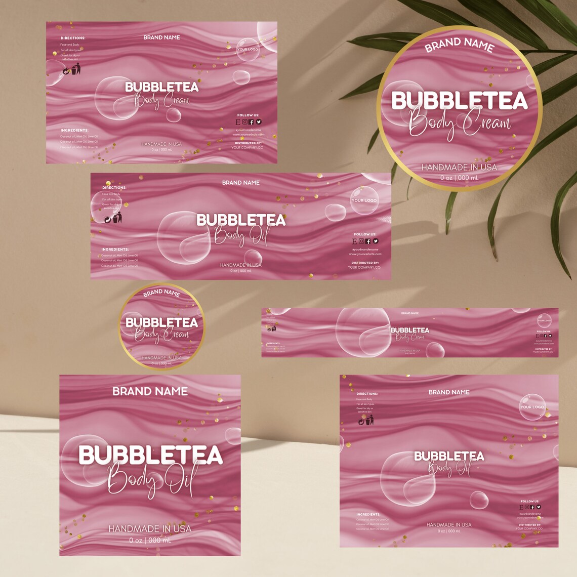 Editable Product Label Template | INSTANT DOWNLOAD | Beauty Product ...