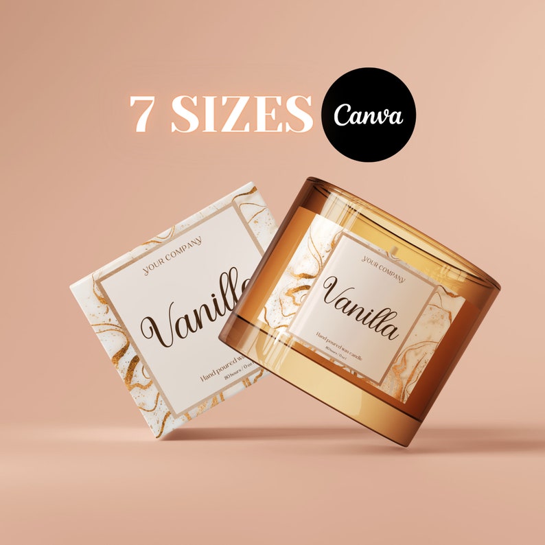 5x Label Pack Luxury Custom Scented Candle Label Template Personalized ...