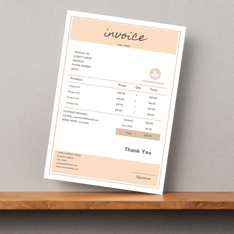 Invoice Template for Small Business Modern Business Invoice - Etsy