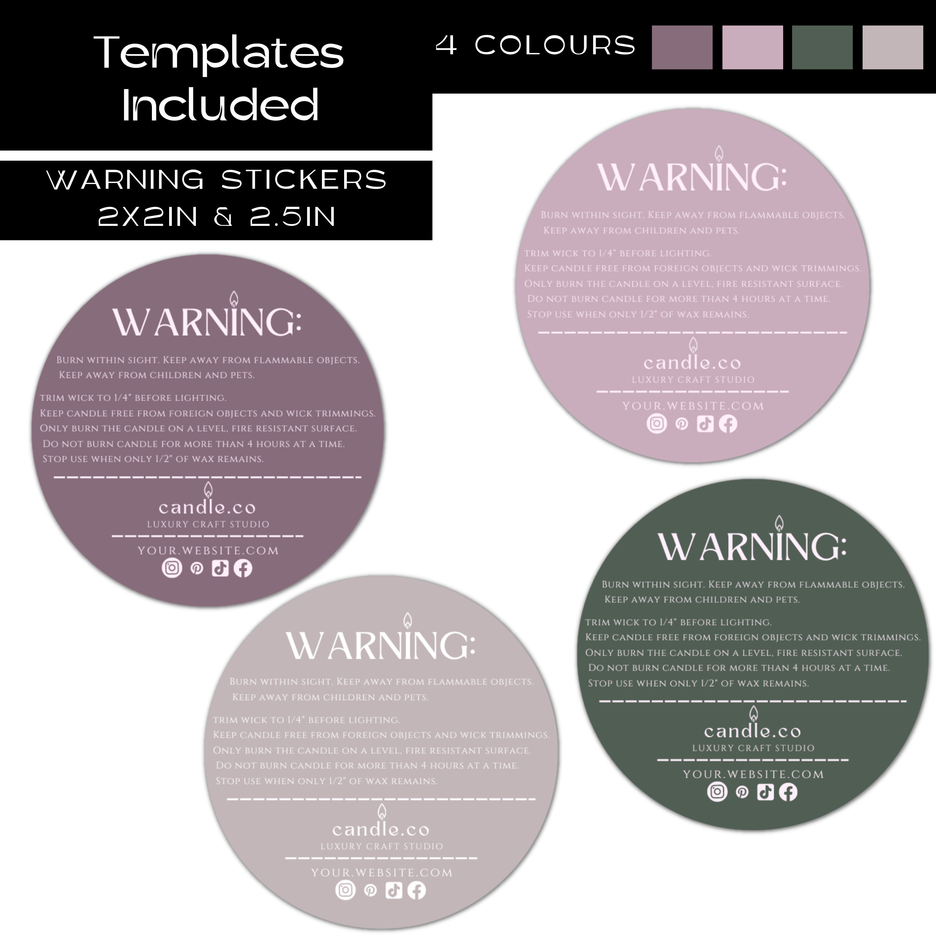 Editable Candle Business Bundle Luxury Candle Label Candle Care Card ...