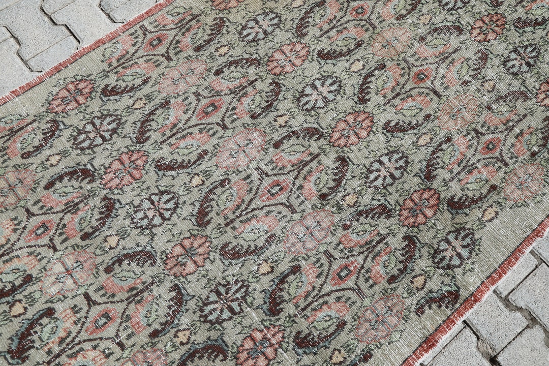 Vintage Faded Rug, 4x9 Turkish Rug, 4x9 Rug, 4x9 Vintage Rug, Bohemian ...