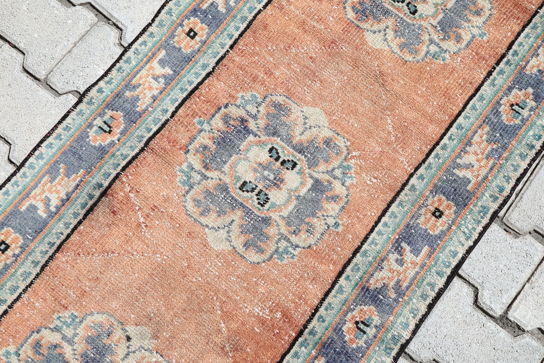 2x9 Turkish Runner, Vintage Runner 2x9, Handmade Wool Rug, Oushak ...