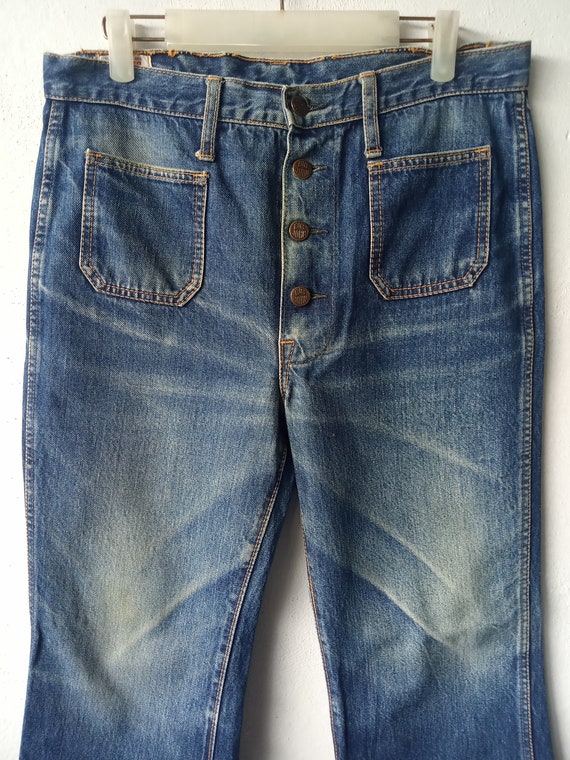 Vintage 70s Big John Distressed Dark Blue Patch Pocke… - Gem