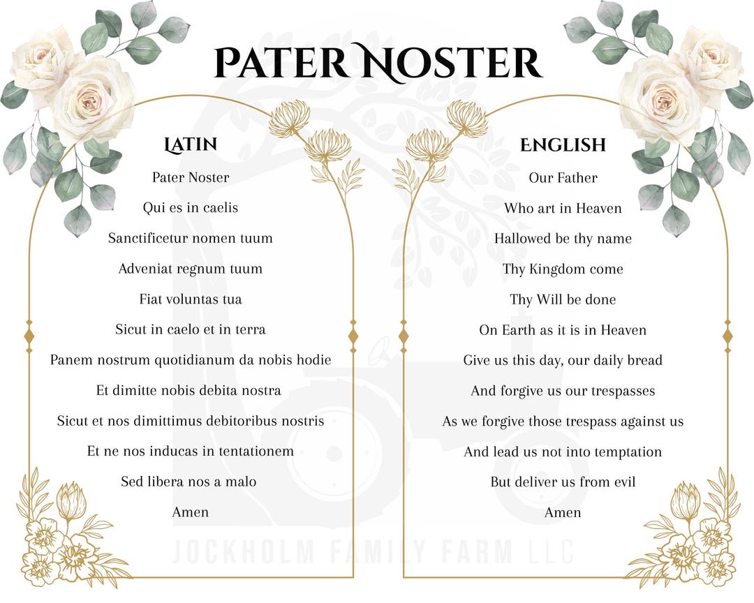 Pater Noster | Our Father | Latin Syllable Divisions - Etsy
