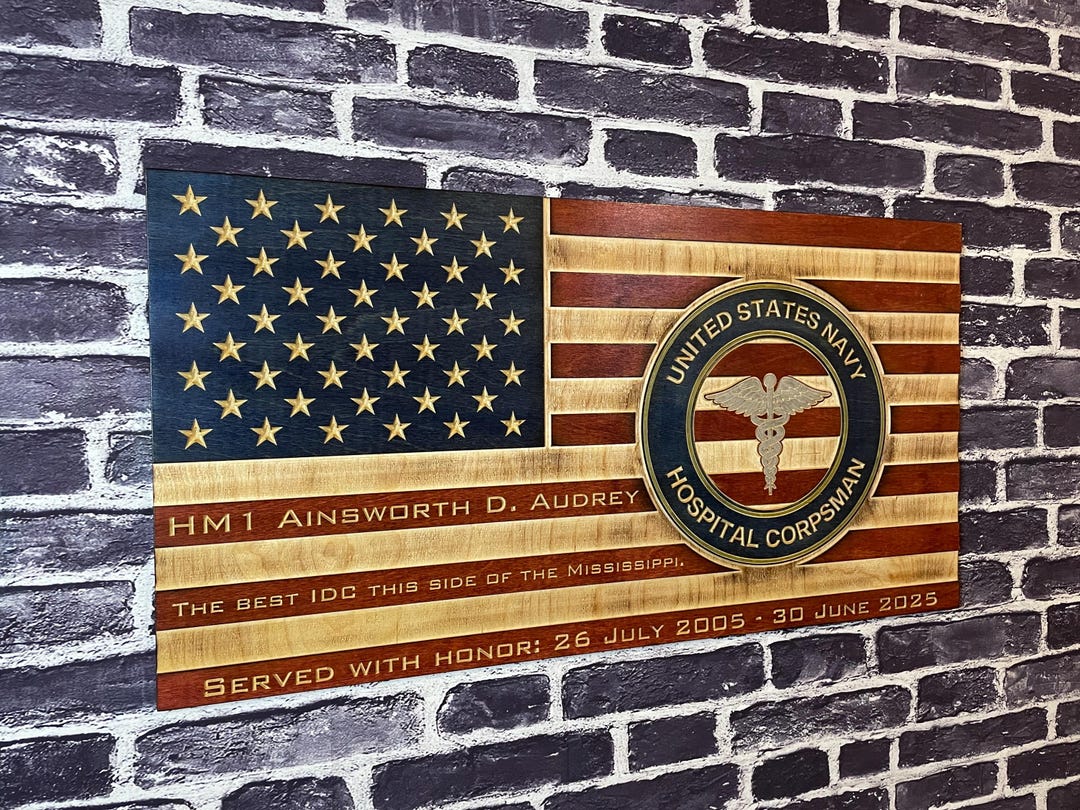 Navy Hospital Corpsman USA Wooden American Flag - Rustic Wall Art - USA ...
