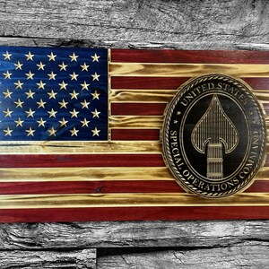 USSOCOM - Special Operations Command - SOCOM USA Wooden American Flag ...