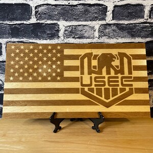 USEC Escape From Tarkov USA Wooden Flag Desk Plaque - Rustic - Handmade ...