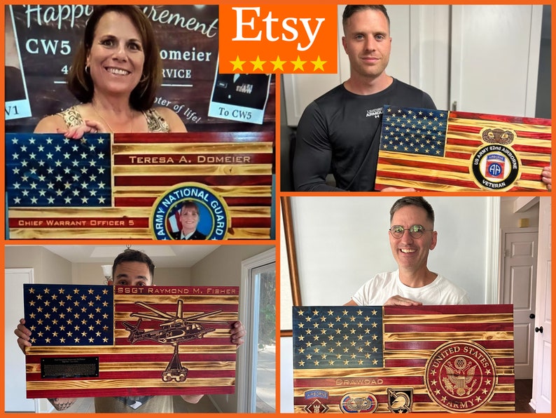 US Marshal Thin OD Green Line USA Wooden American Flag - Rustic Wall ...