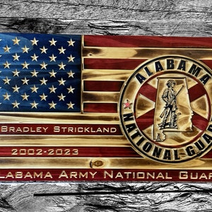 Alabama Army National Guard USA Wooden American Flag - Rustic Wall Art ...