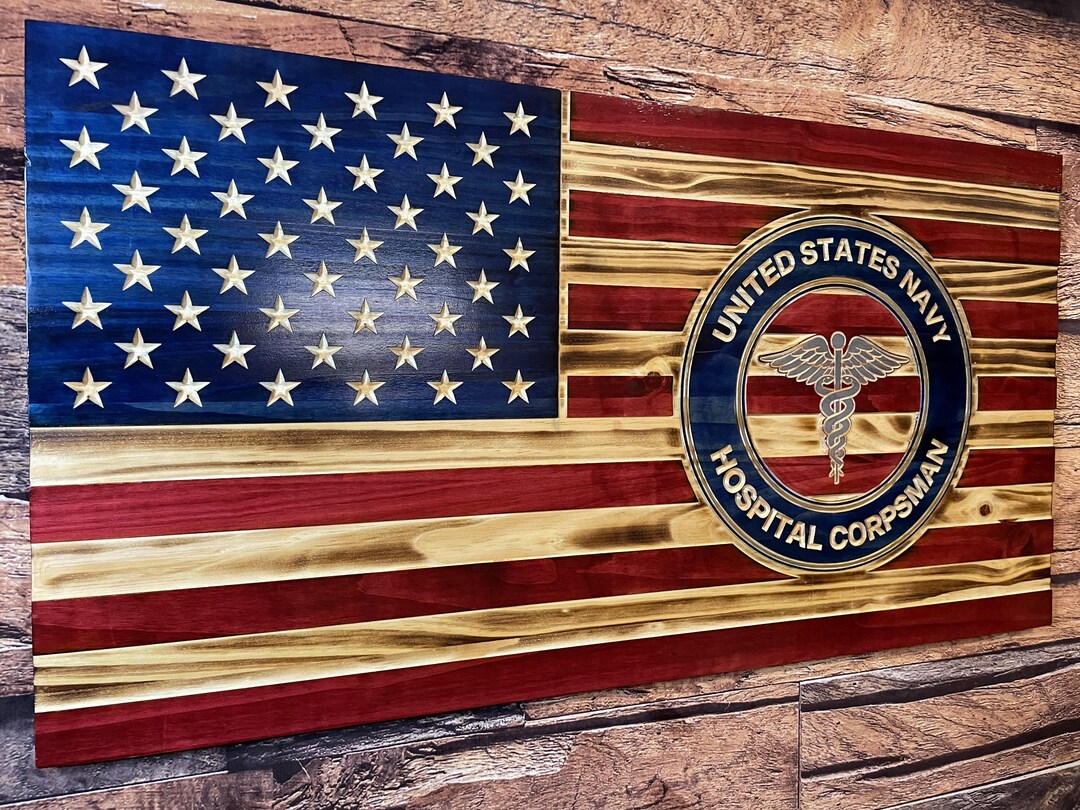 Navy Hospital Corpsman USA Wooden American Flag Rustic - Etsy