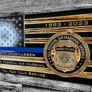 US Federal Air Marshal Service USA Wooden American Flag - Rustic Wall ...