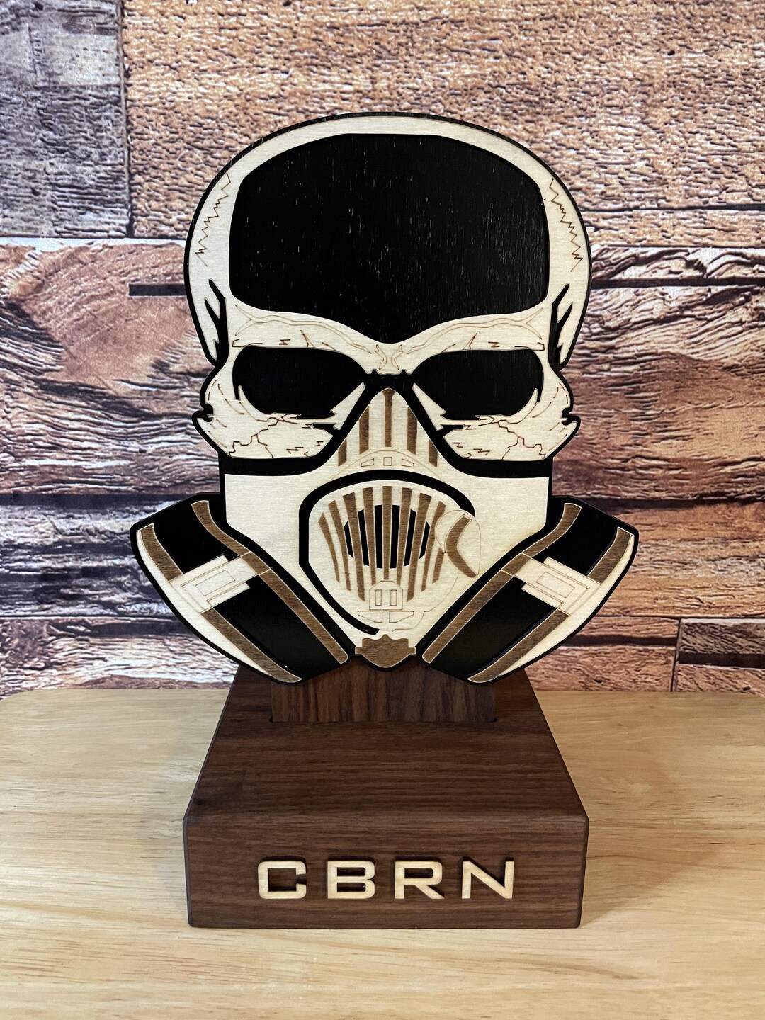 M50 Gas Mask Skull CBRN W/ Stand Rustic Handmade Gift Plaque ...