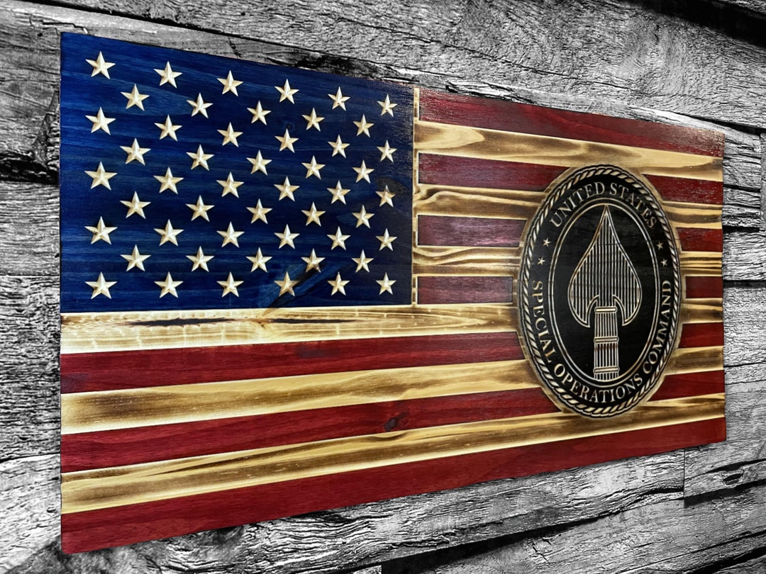 USSOCOM Special Operations Command SOCOM USA Wooden American Flag ...