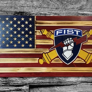 Fister (13F) Army Fire Support Specialists USA Wooden American Flag ...
