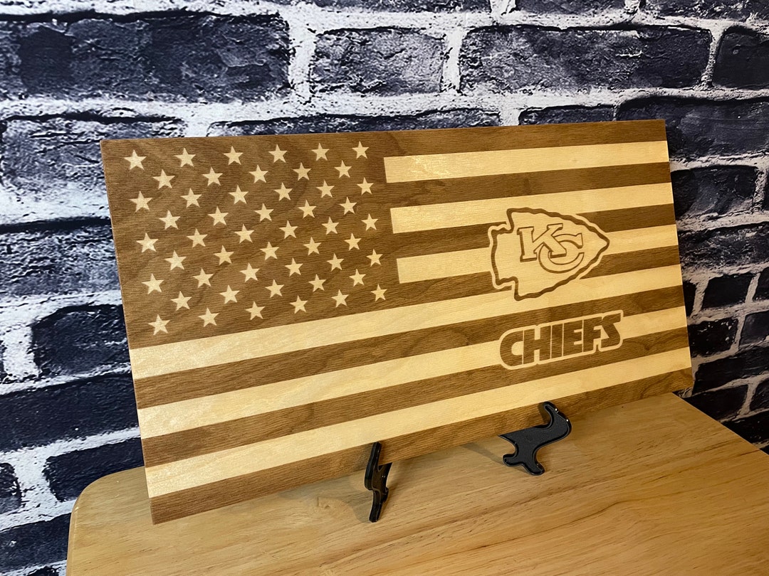 Kansas City Chiefs USA Wooden Flag Desk Plaque Rustic Handmade Gift ...