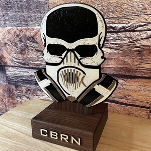 M50 Gas Mask Skull CBRN W/ Stand Rustic Handmade Gift Plaque ...