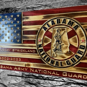 Alabama Army National Guard USA Wooden American Flag - Rustic Wall Art ...