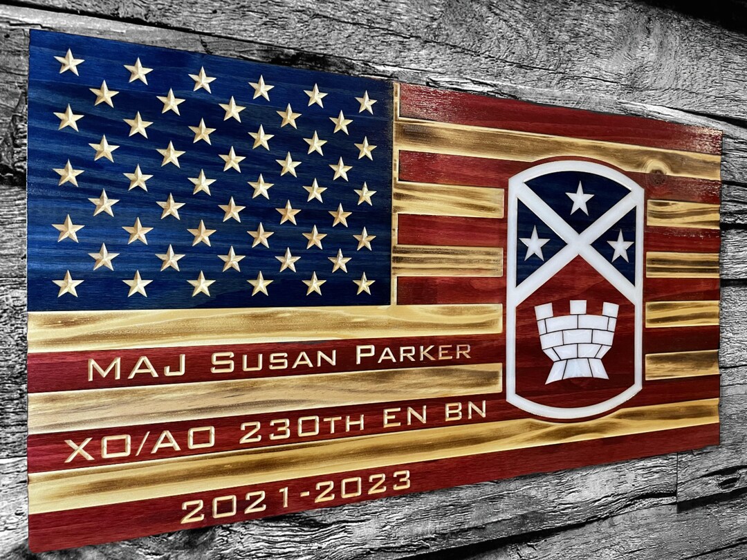 194th Engineer Brigade USA Wooden American Flag - Rustic Wall Art - USA ...