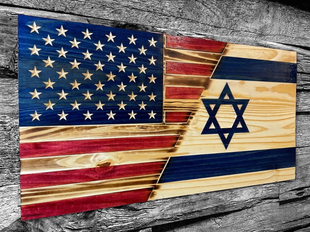 Israel Half USA Wooden American Flag Star of David Jewish - Rustic Wall ...