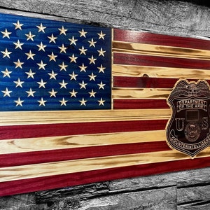 Department of the Army Counterintelligence USA Wooden American Flag ...