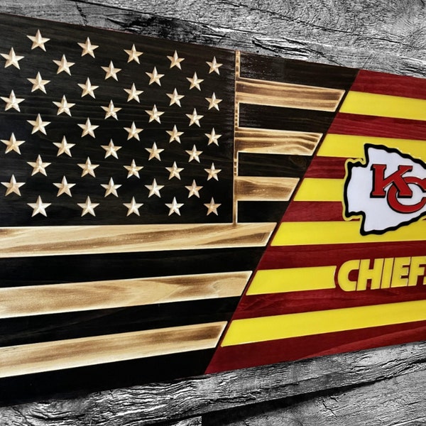 Kc Chiefs Wooden Flag - Etsy