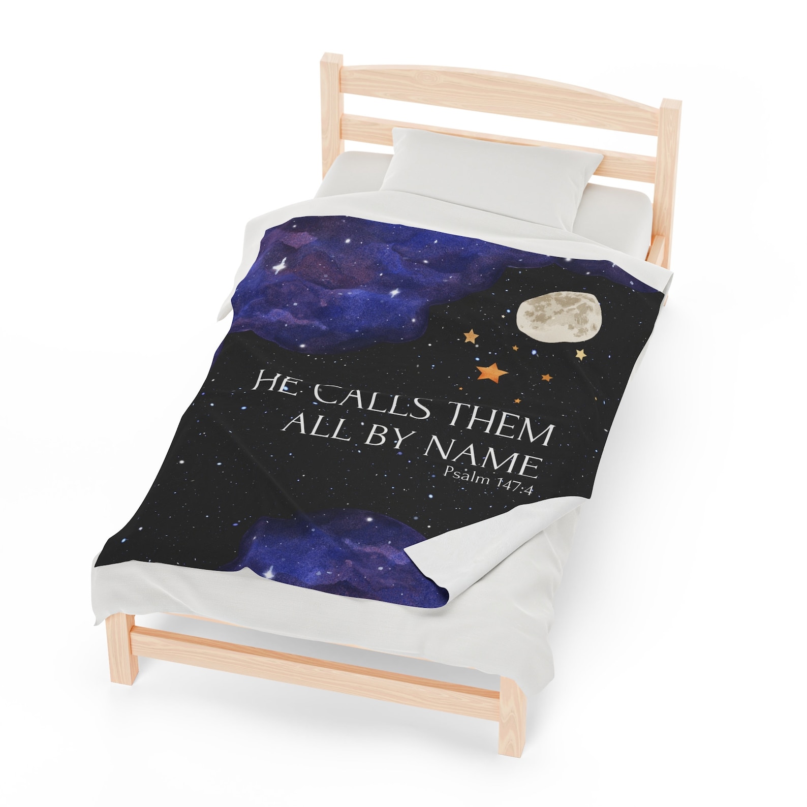 Full Moon and Starry Night Sky Psalm 147:4 Christian Bible Verse He ...