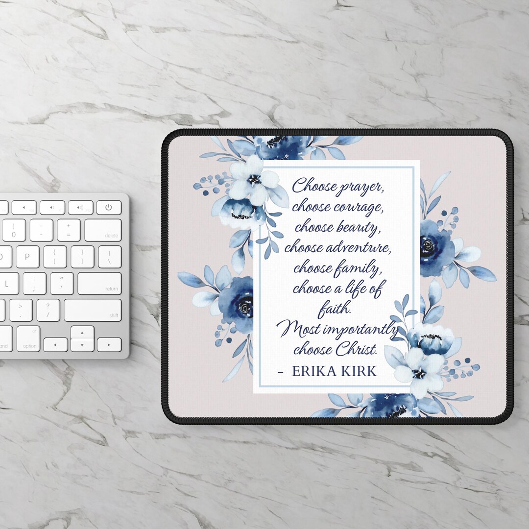 Choose Prayer Mouse Pad, Erika Kirk Floral Design, Christian Office ...
