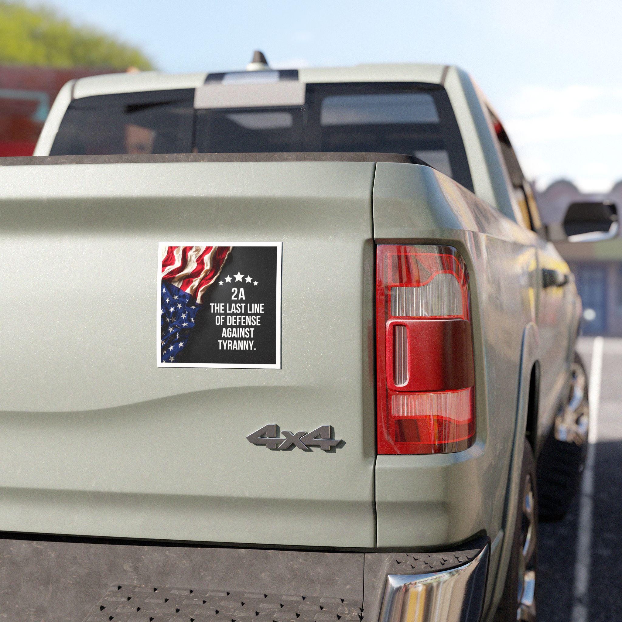 2nd Amendment Last Line of Defense Against Tyranny Car Magnet Patriotic USA Flag Conservative ...