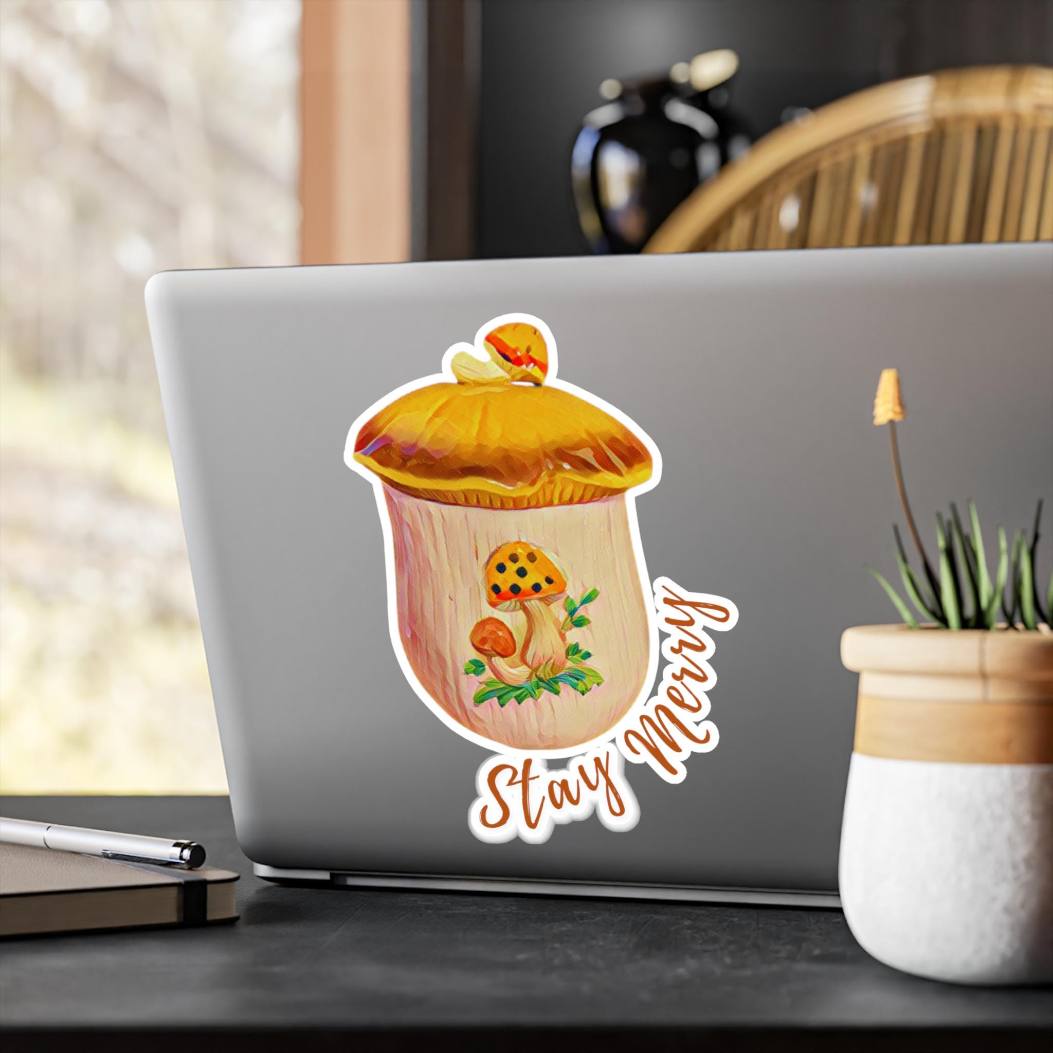 Mushroom Vinyl Decal: Retro Cottagecore Sticker - Water Resistant - Etsy