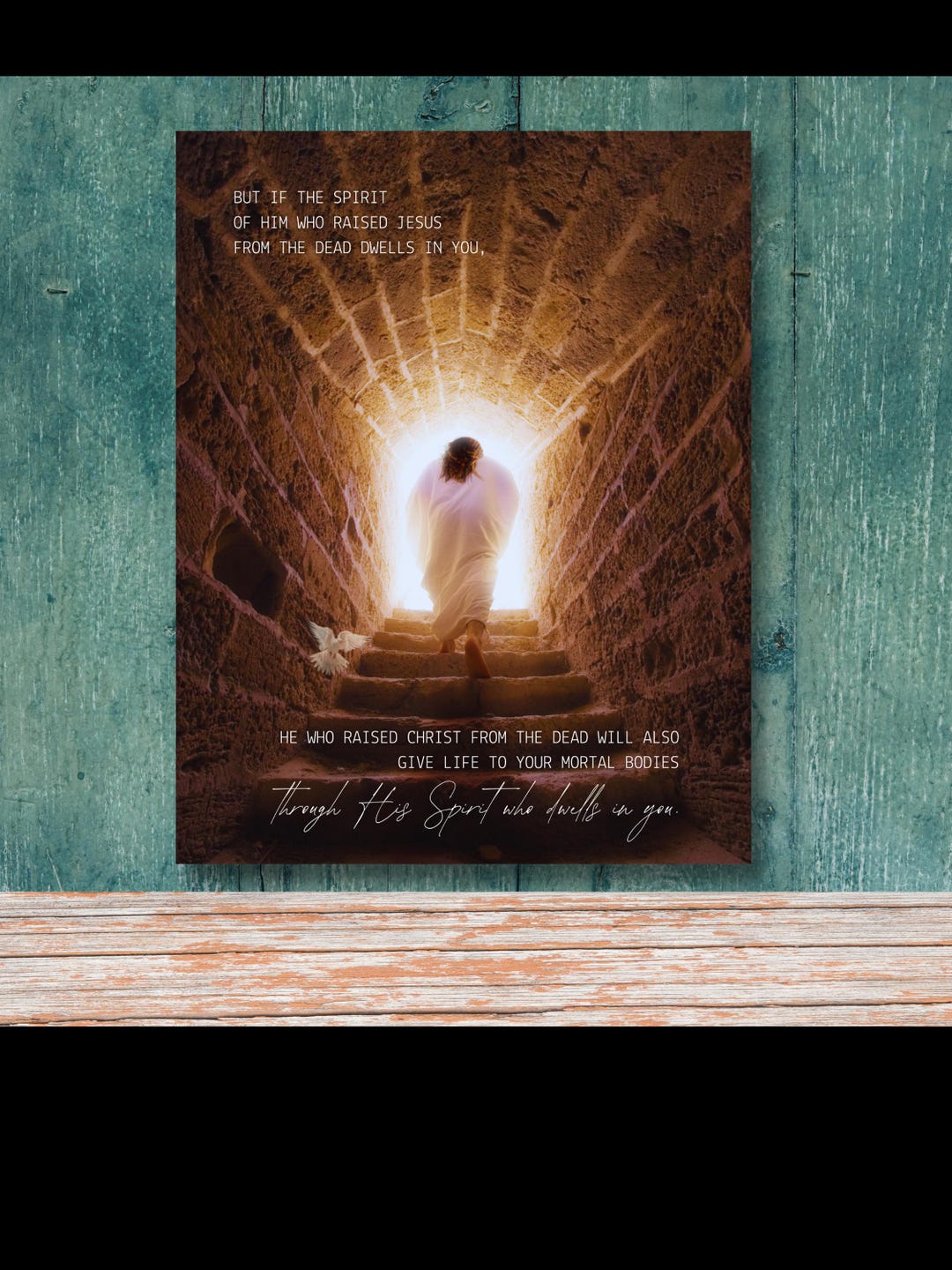 Jesus Risen Dove Resurrection Satin Poster Wall Decor, Romans Spirt of ...