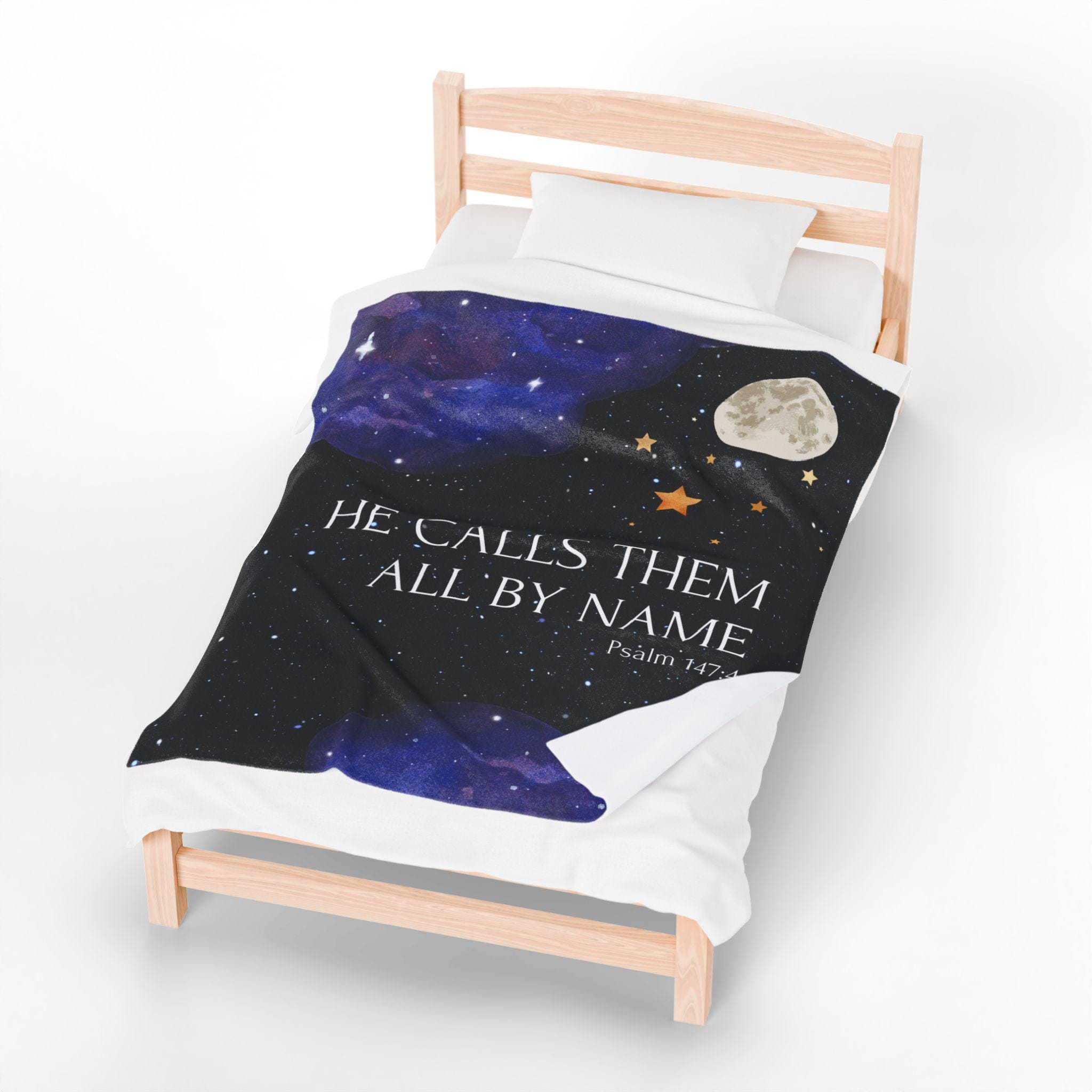 Full Moon and Starry Night Sky Psalm 147:4 Christian Bible Verse He ...