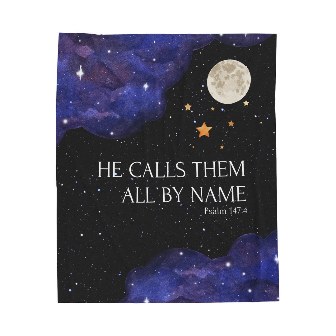 Full Moon and Starry Night Sky Psalm 147:4 Christian Bible Verse He ...