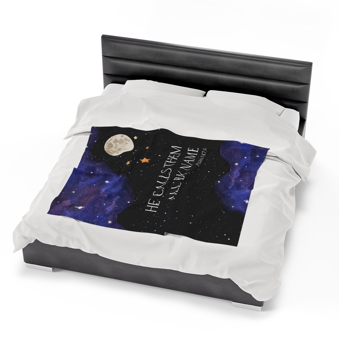 Full Moon and Starry Night Sky Psalm 147:4 Christian Bible Verse He ...