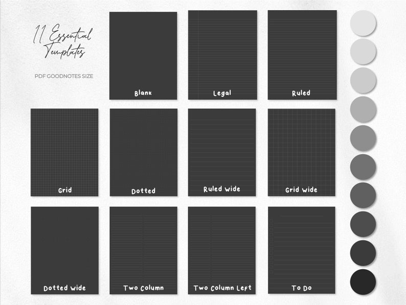 Dark Mode Digital Note Taking Templates Minimalistic Graphite - Etsy