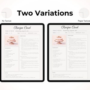 Goodnotes Recipe Card Template With Baking Digital Stickers Set ...