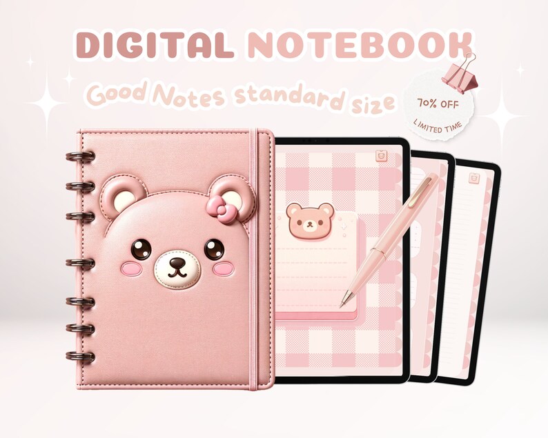 Digital Notebook Hyperlinked Kawaii Notebook With Cute Note Taking ...