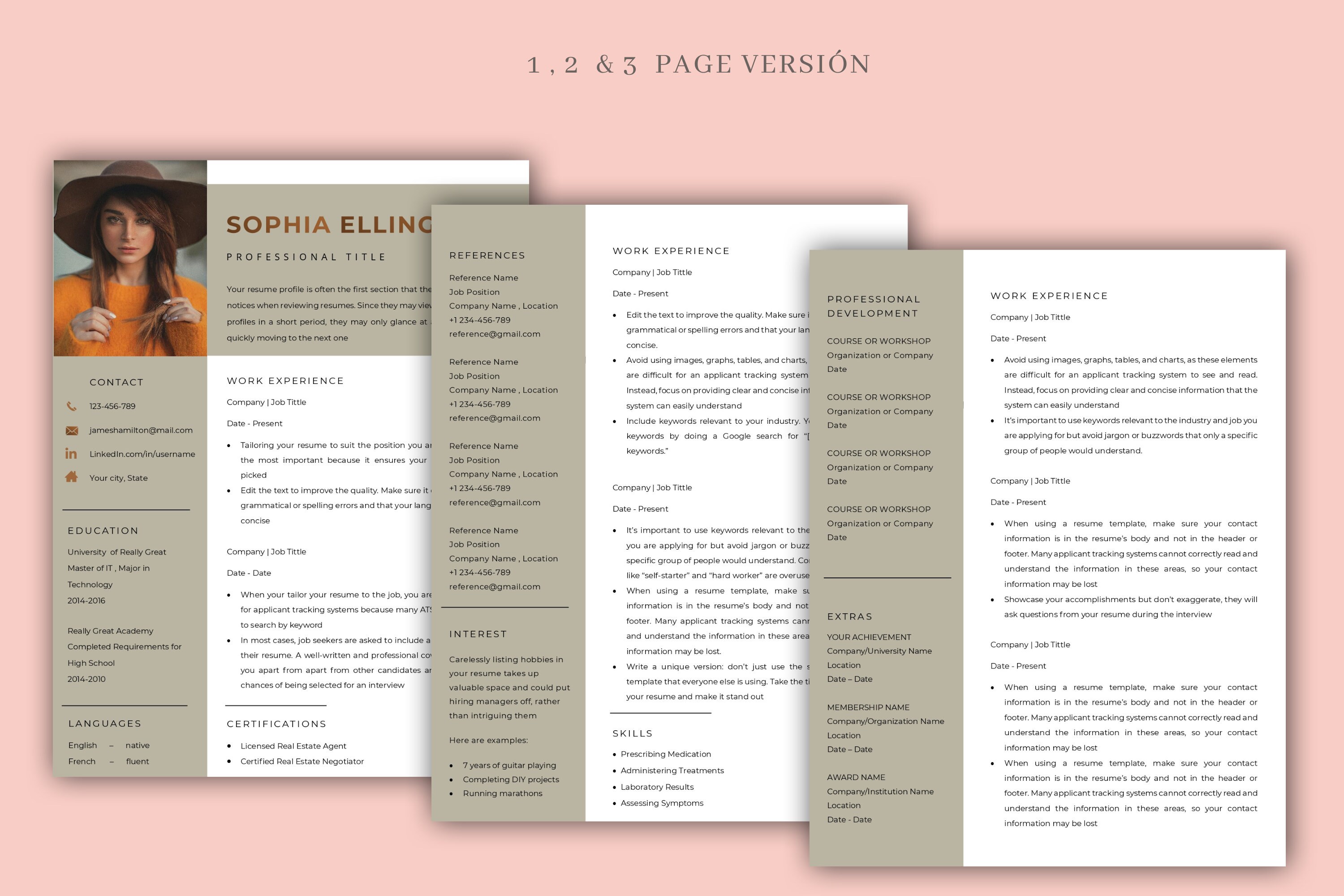 Resume Template / Professional Resume / Three Page Resume / Modern ...