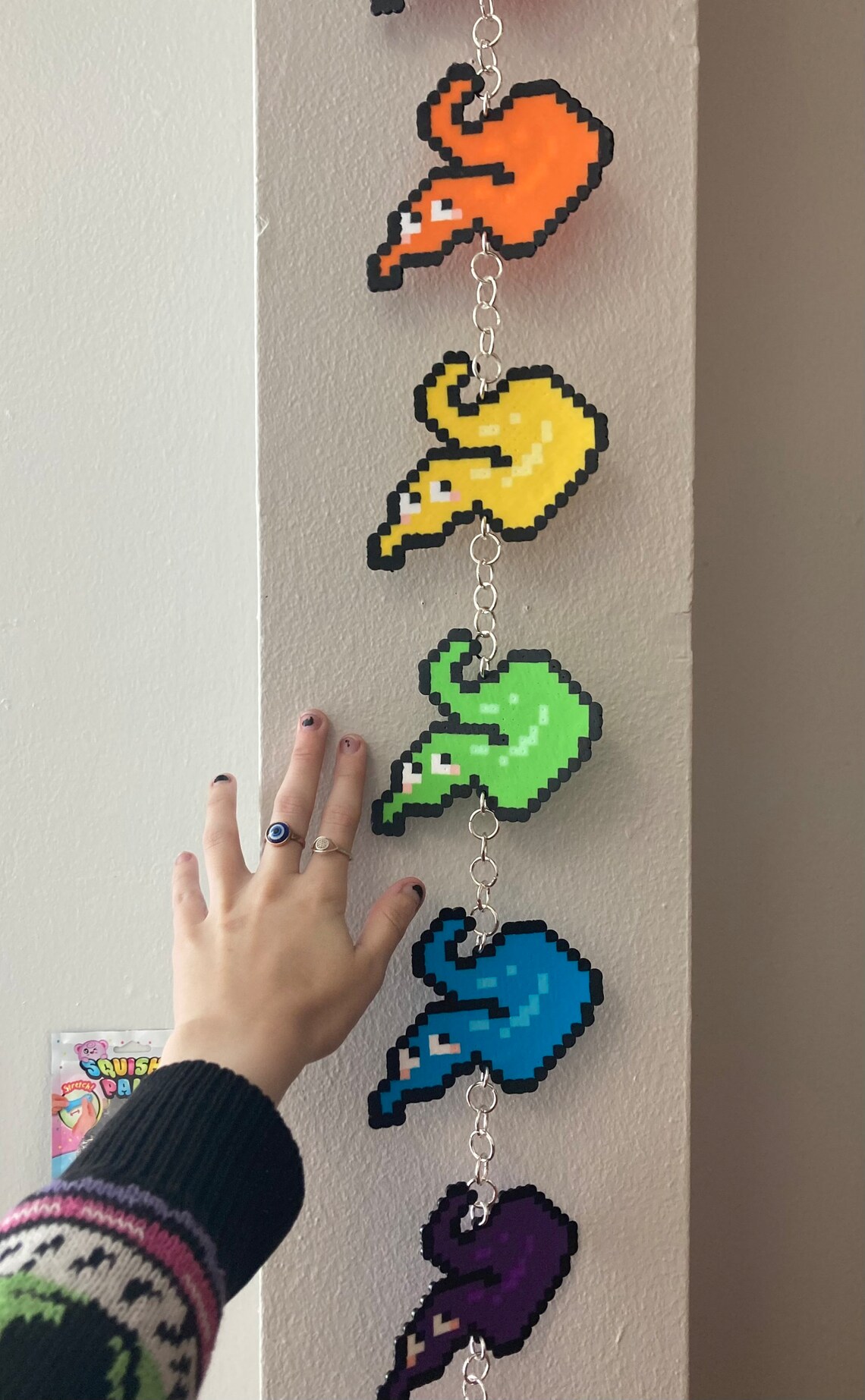 Rainbow Worms on A String Perler Chain - Etsy