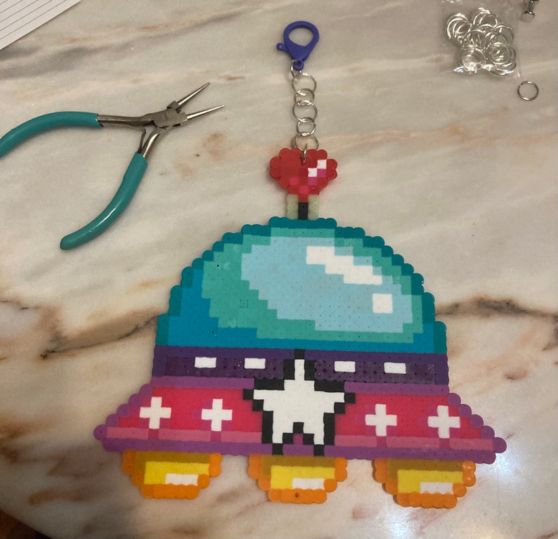 Squishmallow Cow UFO Alien Abduction Perler Dreamcatcher - Etsy