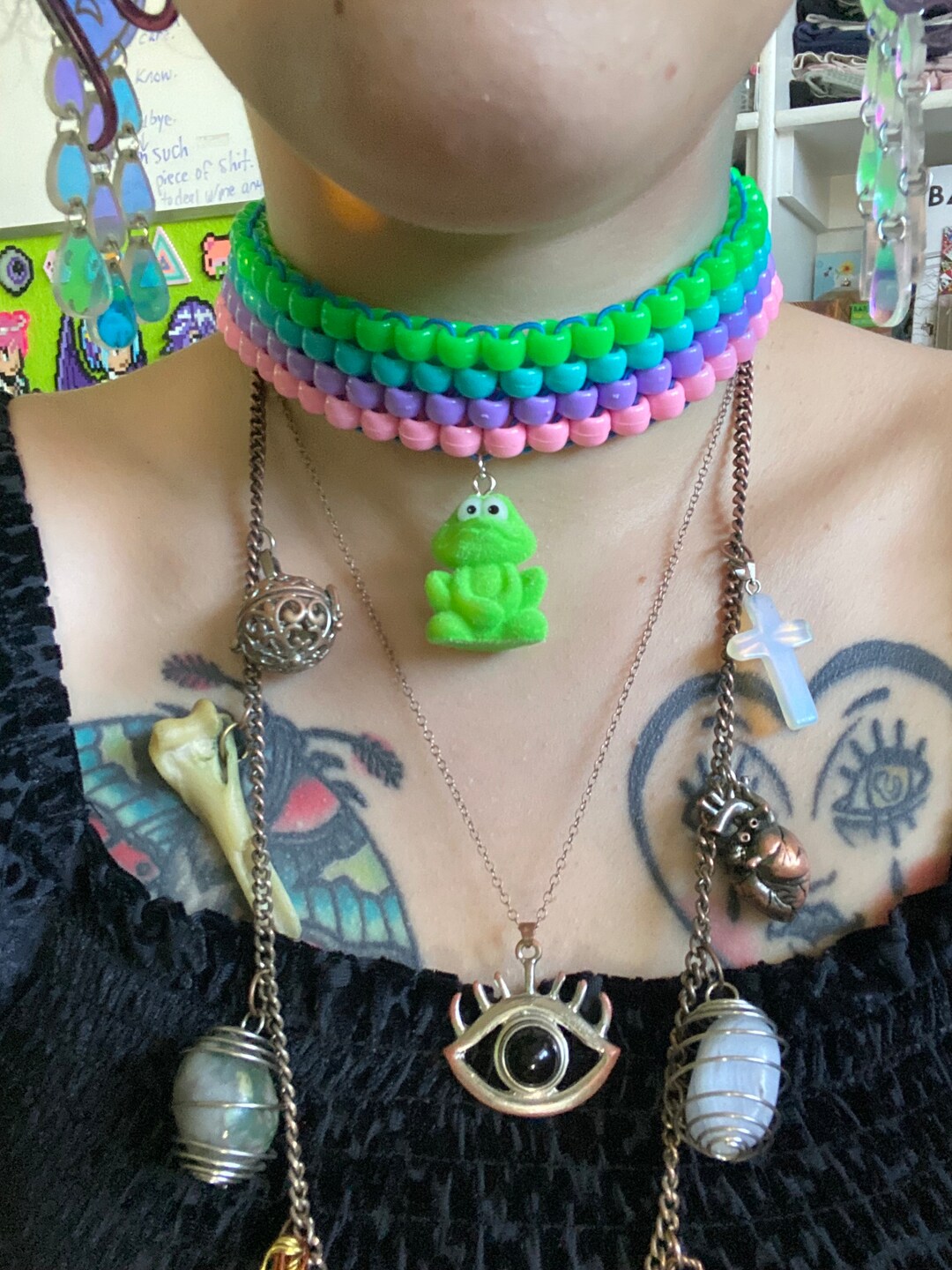 Fruity Fuzzy Frog Kandi Choker - Etsy